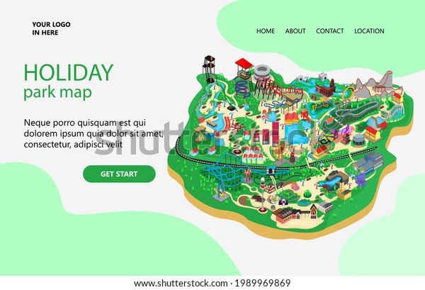 Illustration Holiday Park Map Map Showing Stock Vector (Royalty Free ...