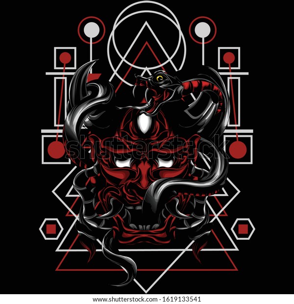Illustration Horrordemon Using Sacred Geometry Background Stock Vector ...
