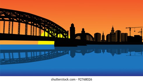 Outdoor Banner Design Bridge Vehicles River Stock Vector (Royalty Free ...