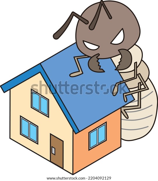 Illustration House Damaged By Termites Stock Vector (Royalty Free ...