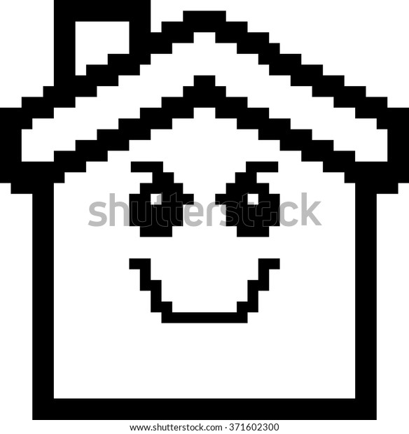 Illustration House Looking Evil 8bit Cartoon Stock Vector (Royalty Free ...