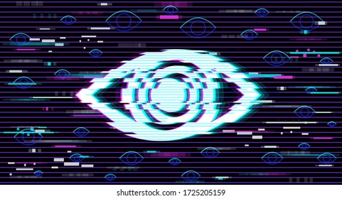 Illustration Human Eye Distorted Glitch Style: เวกเตอร์สต็อก (ปลอดค่า ...