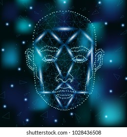 Illustration Human Face Consisting Polygons Dots: เวกเตอร์สต็อก (ปลอด ...