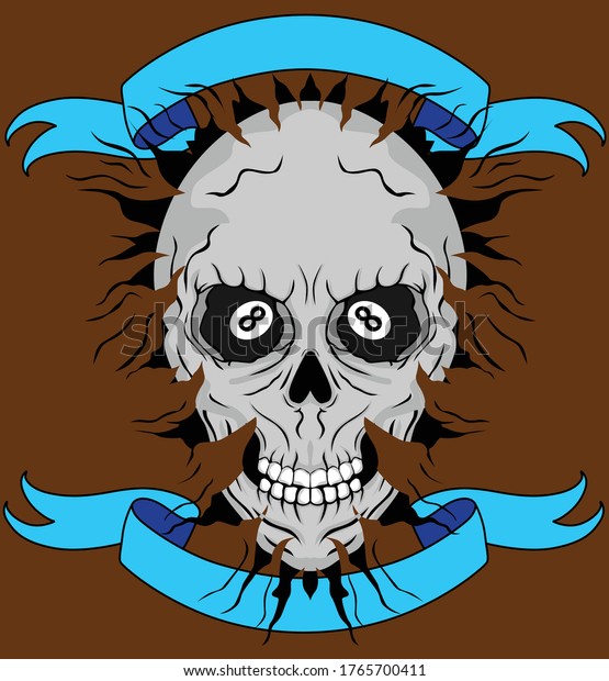 Illustration Human Skull Ribbon Stock Vector (Royalty Free) 1765700411