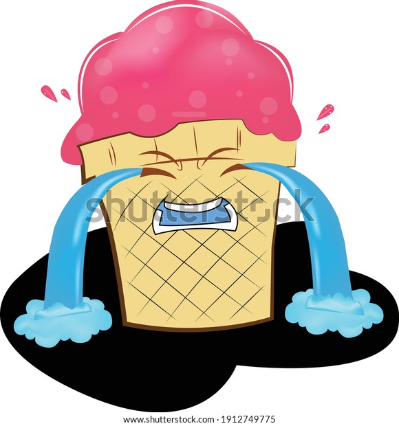 Illustration Ice Cream Character Vector Crying Stock Vector (Royalty ...
