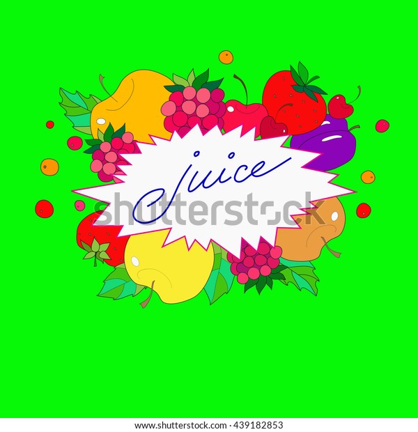 Illustration Image Lettering Juice Frame Fruits: เวกเตอร์สต็อก (ปลอดค่า ...
