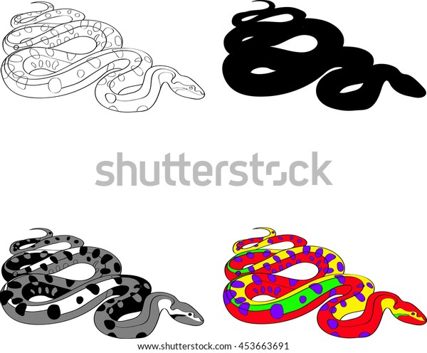 Illustration Image Snake Made Contour Silhouette: vector de stock ...