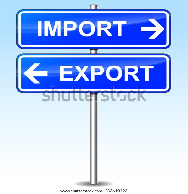 Illustration Import Export Directional Blue Signs Stock Vector (Royalty ...