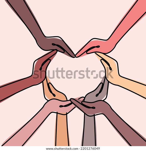 Illustration Inclusion Equality Diversity Multiethnic Hands Stock ...