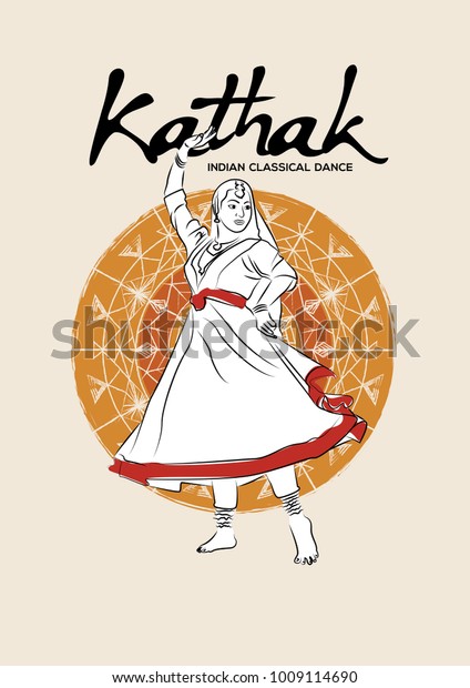 Illustration Indian Classical Dancer Performing Kathak Stock Vector ...