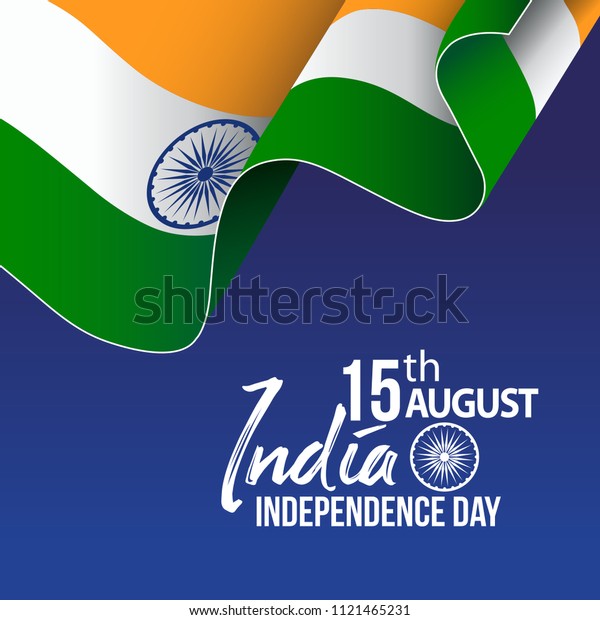 Illustration Indian Flag Blue Background Happy Stock Vector (Royalty ...