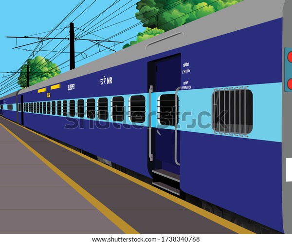 Illustration Indian Train Station Stock Vector (Royalty Free ...