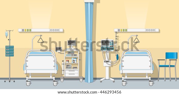 Illustration Intensive Care Unit Stock Vector (Royalty Free) 446293456 ...