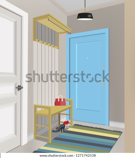 Illustration Interior Dressing Room Clothes Entrance Stock Vector ...