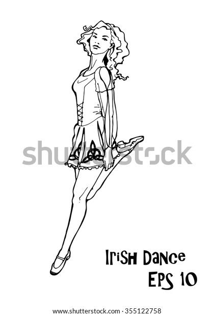Illustration Irish Dancer Hand Drawn Girl Stock Vector (Royalty Free ...