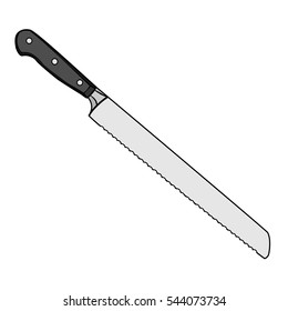 Illustration Black White Isolated Bread Knife Stock Vector (Royalty ...