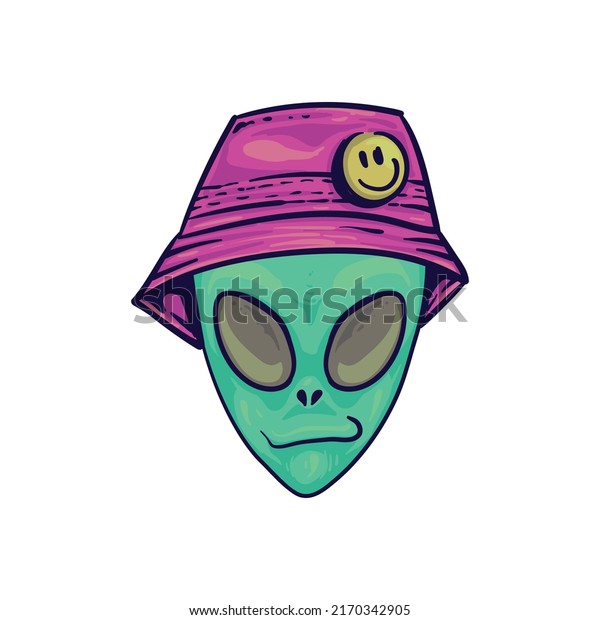 Illustration Isolated Cartoon Hand Drawn Alien: เวกเตอร์สต็อก (ปลอดค่า ...
