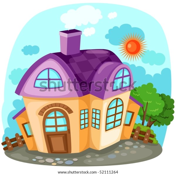 Illustration Isolated Cartoon House Tree Stock Vector (Royalty Free ...