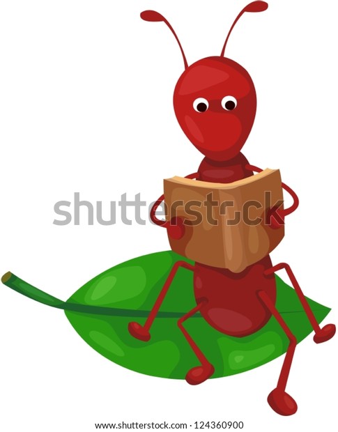 Illustration Isolated Cute Ant Reading Book Stock Vector (Royalty Free ...