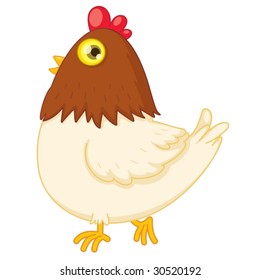 Vektor Stok Cute Funny Fat Chubby Chicken Cartoon (Tanpa Royalti ...