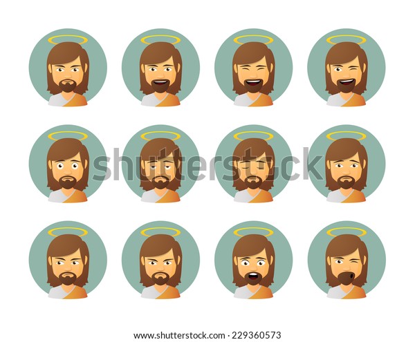 Illustration Isolated Jesus Avatar Expression Set Stock Vector (Royalty ...