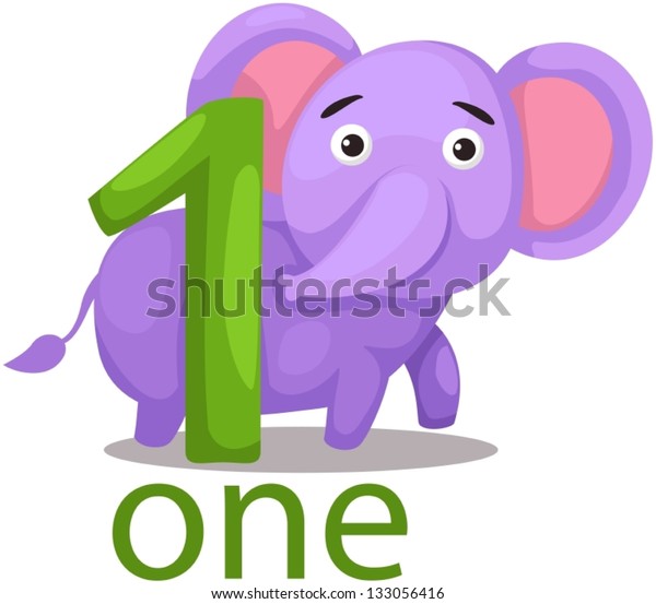 Illustration Isolated Number One Character Elephant Stock Vector ...