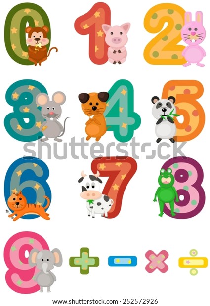 Illustration Isolated Numbers Mathematics Animals Stock Vector (Royalty ...