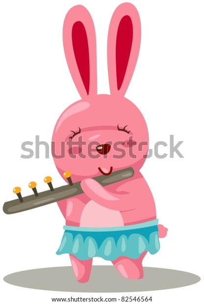 Illustration Isolated Rabbit Playing Flute On Stock Vector (Royalty ...