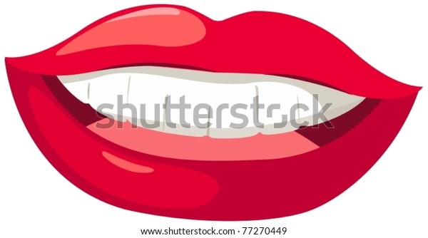 Illustration Isolated Smiling Lips On White Stock Vector (Royalty Free ...