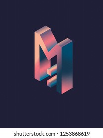 Illustration Isometric Letter M Grid Effect Stock Vector (Royalty Free ...