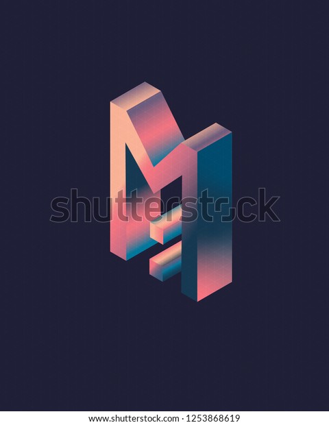Illustration Isometric Letter M Grid Effect Stock Vector (Royalty Free ...