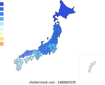 Illustration Japan Temperature Map Stock Vector (Royalty Free ...