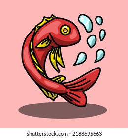 Illustration Jumping Red Fish Stock Vector (Royalty Free) 2188695663 ...
