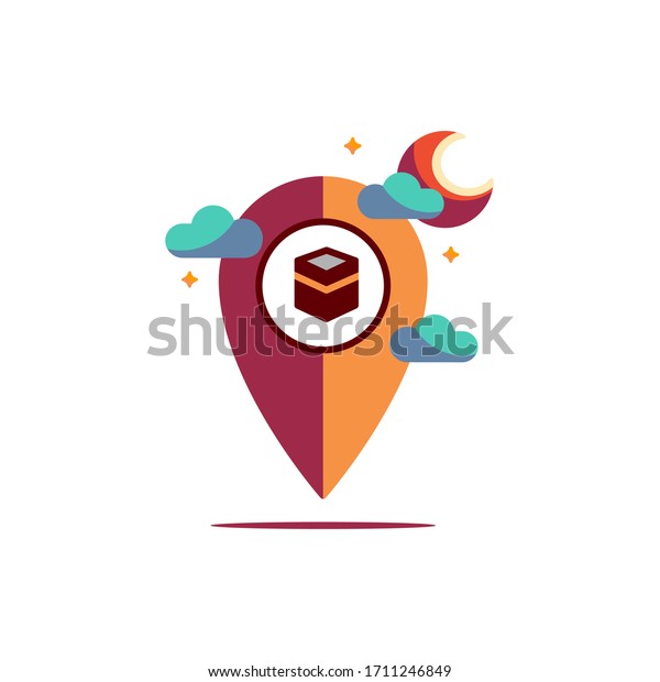 Illustration Kaaba Qibla Location Map Stock Vector (Royalty Free ...