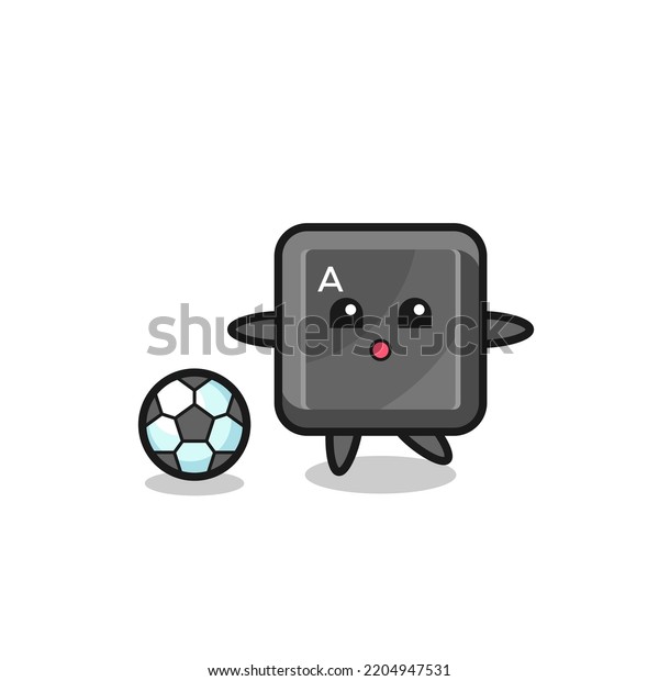 Illustration Keyboard Button Cartoon Playing Soccer Stock Vector ...