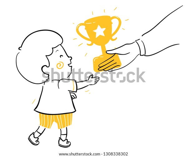 Illustration Kid Boy Doodle Receiving Gold Stock Vector (Royalty Free ...