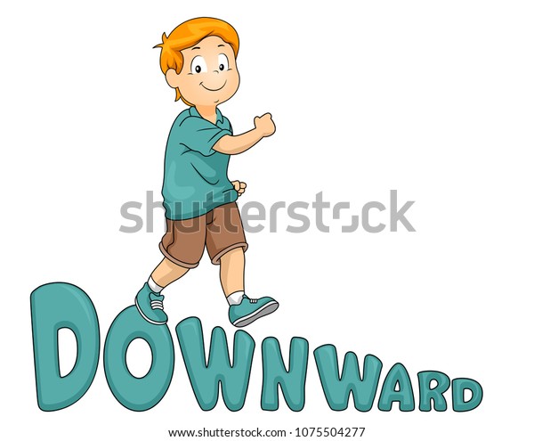 Illustration Kid Boy Going Down Walking Stock Vector (Royalty Free ...