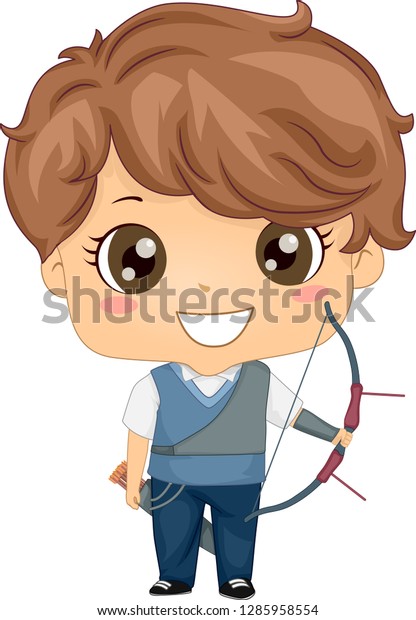 Illustration Kid Boy Holding Bow Arrows Stock Vector (Royalty Free ...