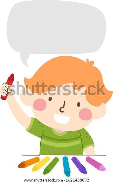 Illustration Kid Boy Holding Crayon Identifying Stock Vector (Royalty ...