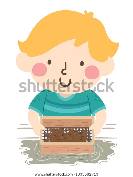 Illustration Kid Boy Holding Sifter Sifting Stock Vector (Royalty Free ...