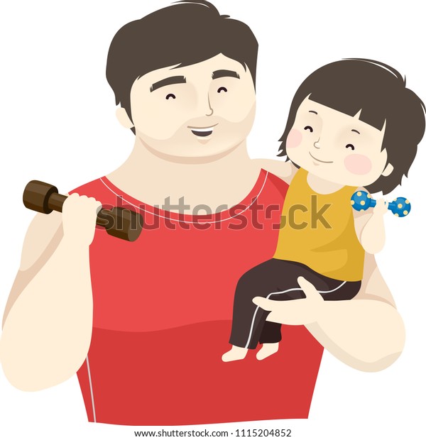 Illustration Kid Boy On Arm His Stock Vector (Royalty Free) 1115204852 ...