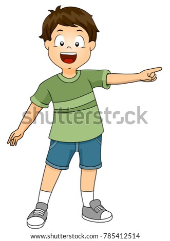 Illustration Kid Boy Pointing Right Screen Stock Vector (Royalty Free ...