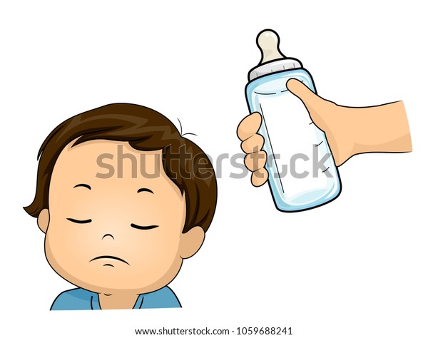 Illustration Kid Boy Refusing Baby Bottle Stock Vector (Royalty Free ...