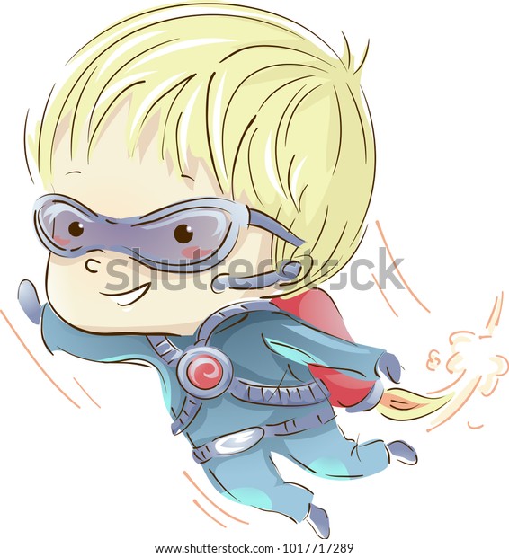 Illustration Kid Boy Secret Agent Flying: เวกเตอร์สต็อก (ปลอดค่า ...