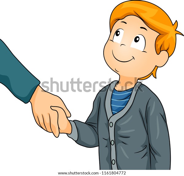 Illustration Kid Boy Shaking Hands Adult Stock Vector (Royalty Free ...