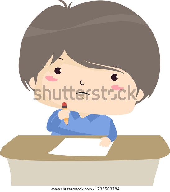 Illustration Kid Boy Student Thinking Trying Stock Vector (Royalty Free ...