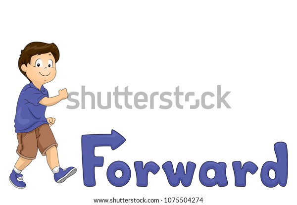 Illustration Kid Boy Walking Forward Towards Stock Vector (Royalty Free ...