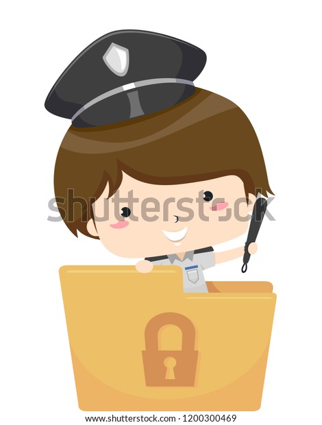 Illustration Kid Boy Wearing Security Guard Stock Vector (Royalty Free ...