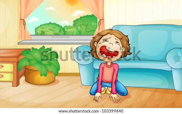 Illustration Kid Crying Home Stock Vector (Royalty Free) 103399640 ...