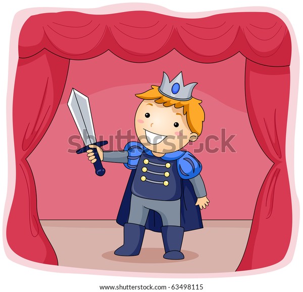 Illustration Kid Dressed Prince Acting Stage Stock Vector (Royalty Free ...